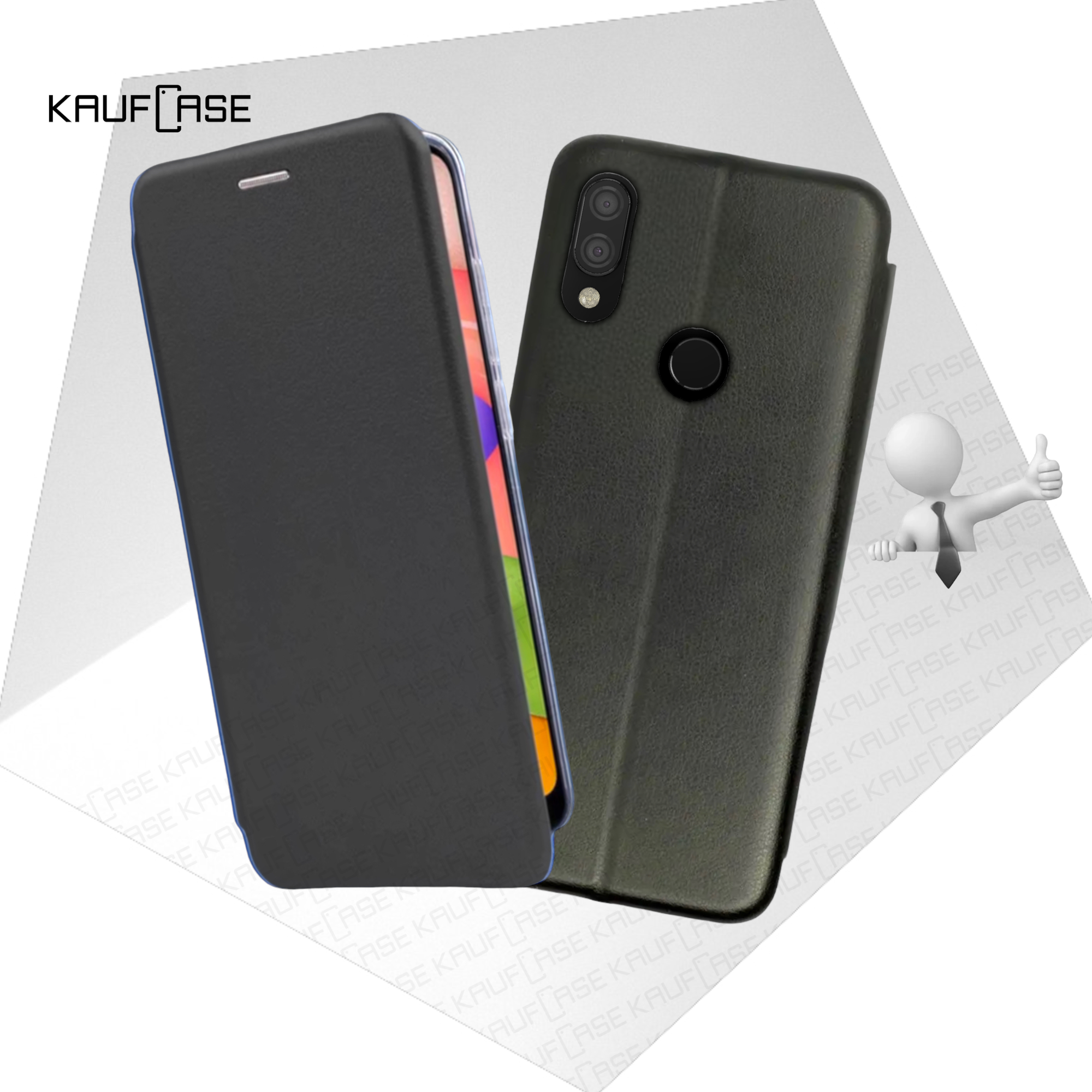Чехол книжка для телефона Xiaomi Redmi 7 (6.26"), черный. Текстура под кожу
