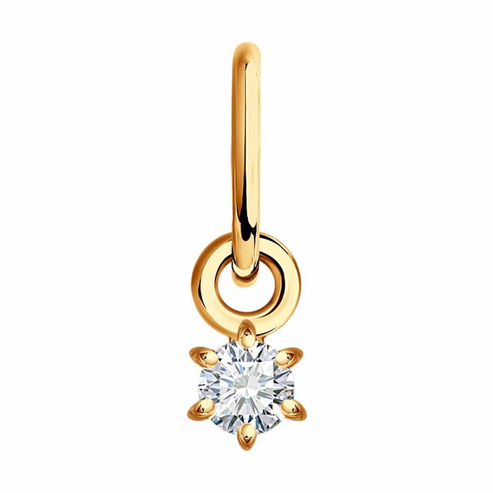 Подвеска, красное золото, 585 проба, бриллиант