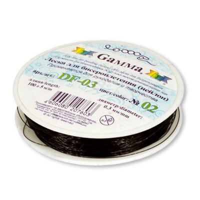 Zlatka' / 'Gamma' леска для бисера DF-03-BB52 d 0.3 мм 100 м для бисероплетения. цвет №02 черный