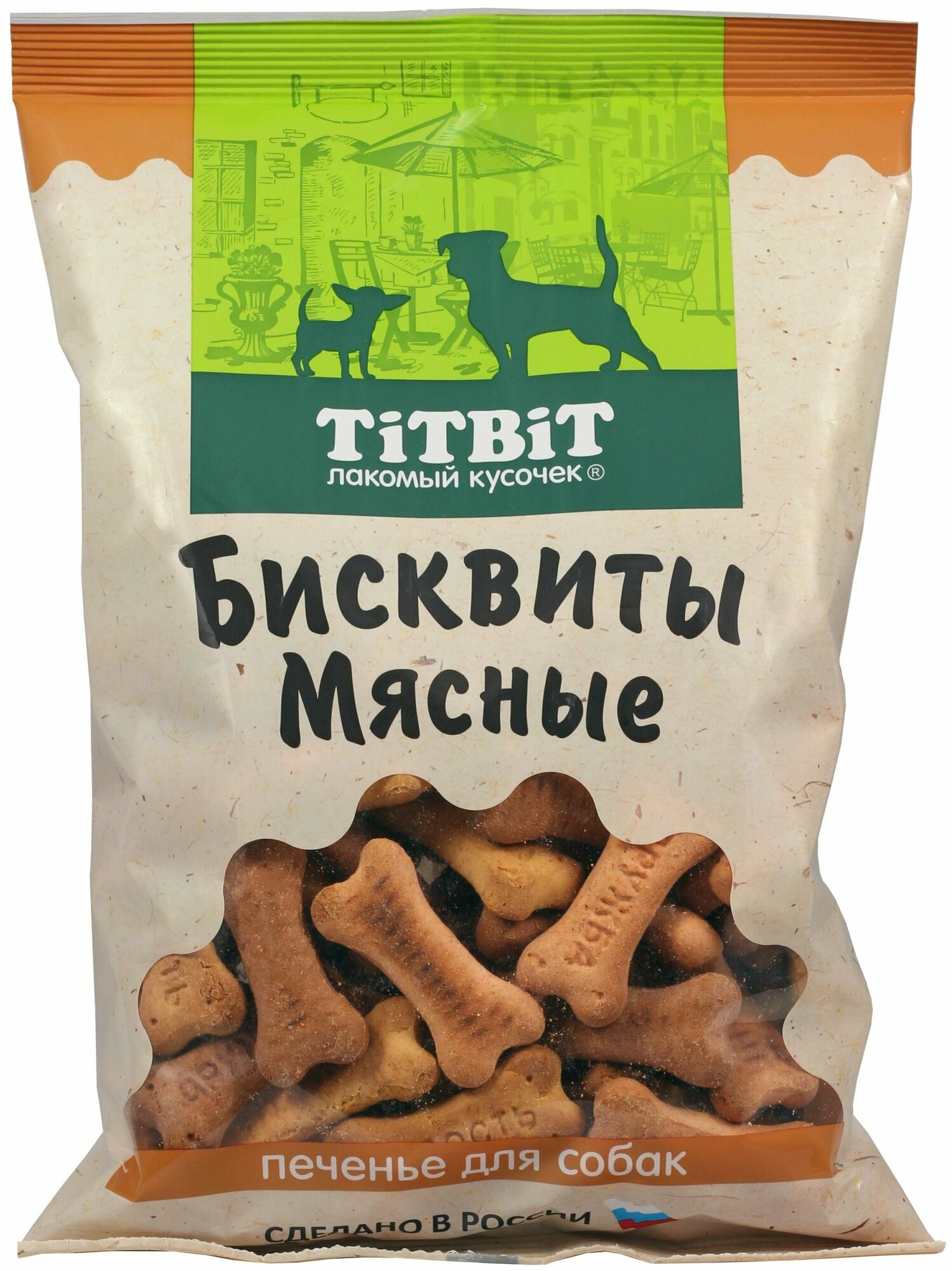 Лакомство TiTBiT Бисквит мясной с добавлением яблок и трёх видов мяса (утки, говядины и баранины) для собак (500г)