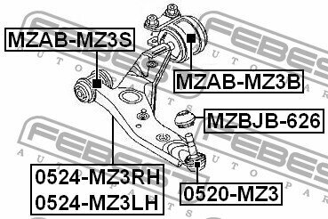 Сайлентблок задн. передн. рычага с кроншт. MAZDA 3, MZABMZ3B FEBEST MZAB-MZ3B