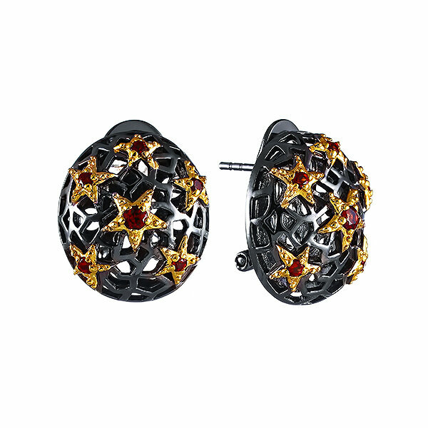 Серьги, серебро, 925 проба, гранат