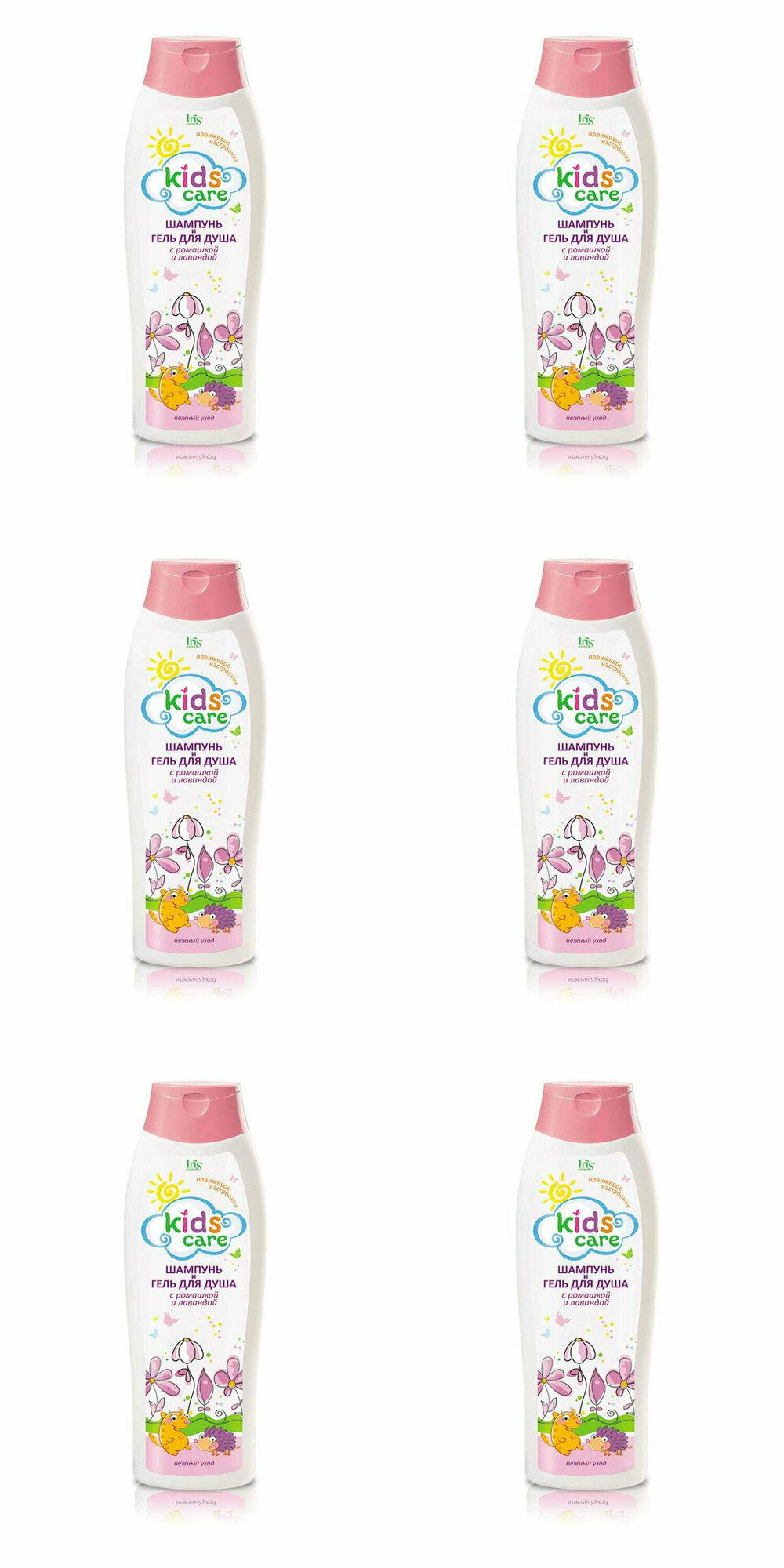 Iris детский шампунь и гель для душа Kids Care ромашка и лаванда, 400 мл, 6 шт
