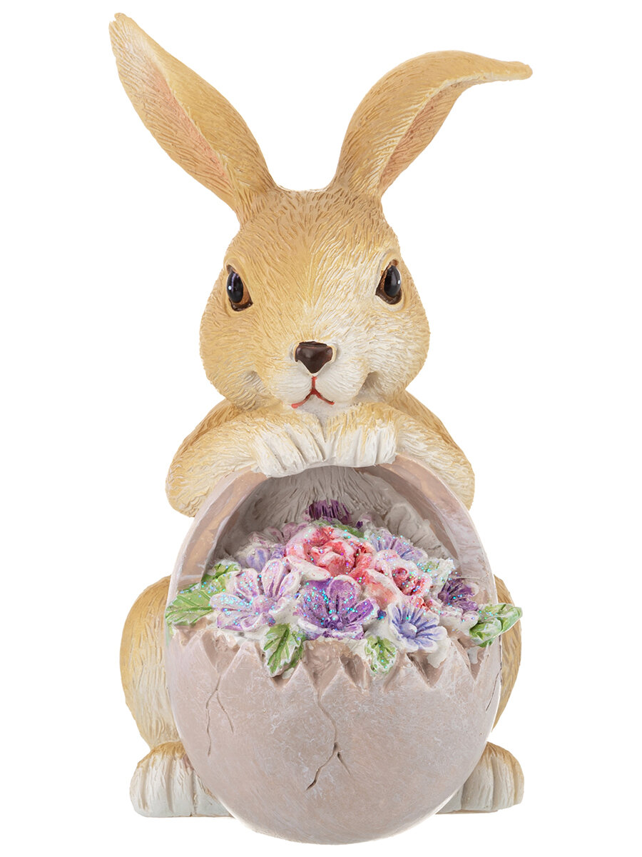 Фигурка декоративная Elan Gallery "Кролик с корзиной цветов" 8х6х11,5 см