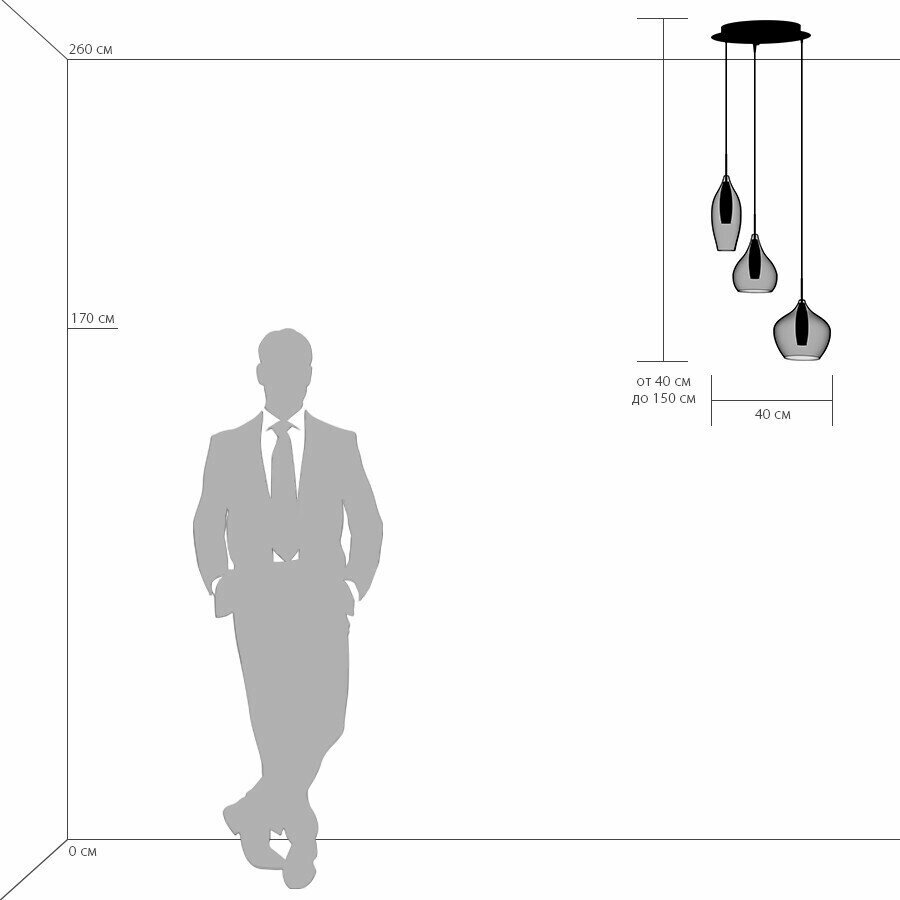 803057 Подвес PENTOLA 3х25W G9 хром/дымчатый, шт