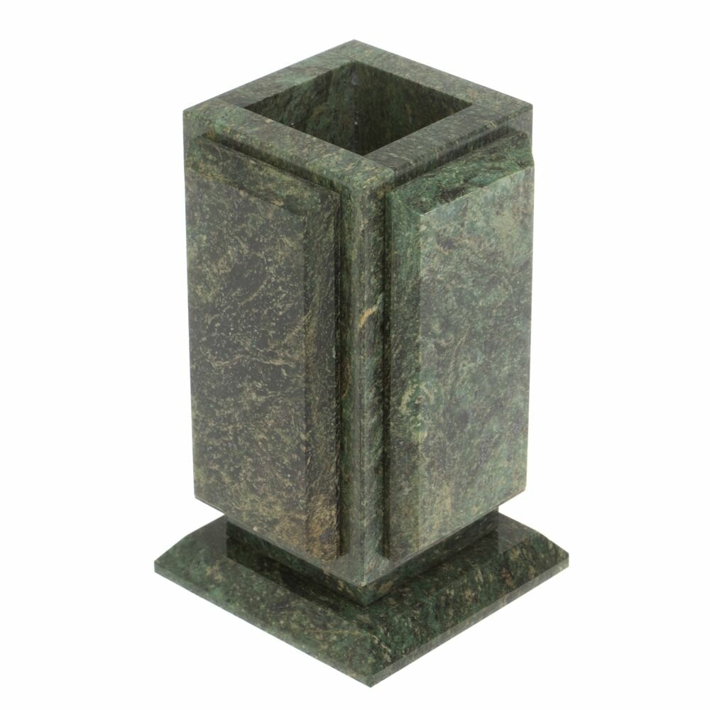 Карандашница с накладками из шабровского змеевика 7х7х10,5 см 126861