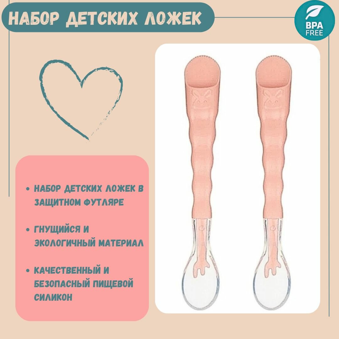 Набор детских силиконовых ложек для кормления и прикорма малыша (2 шт.)