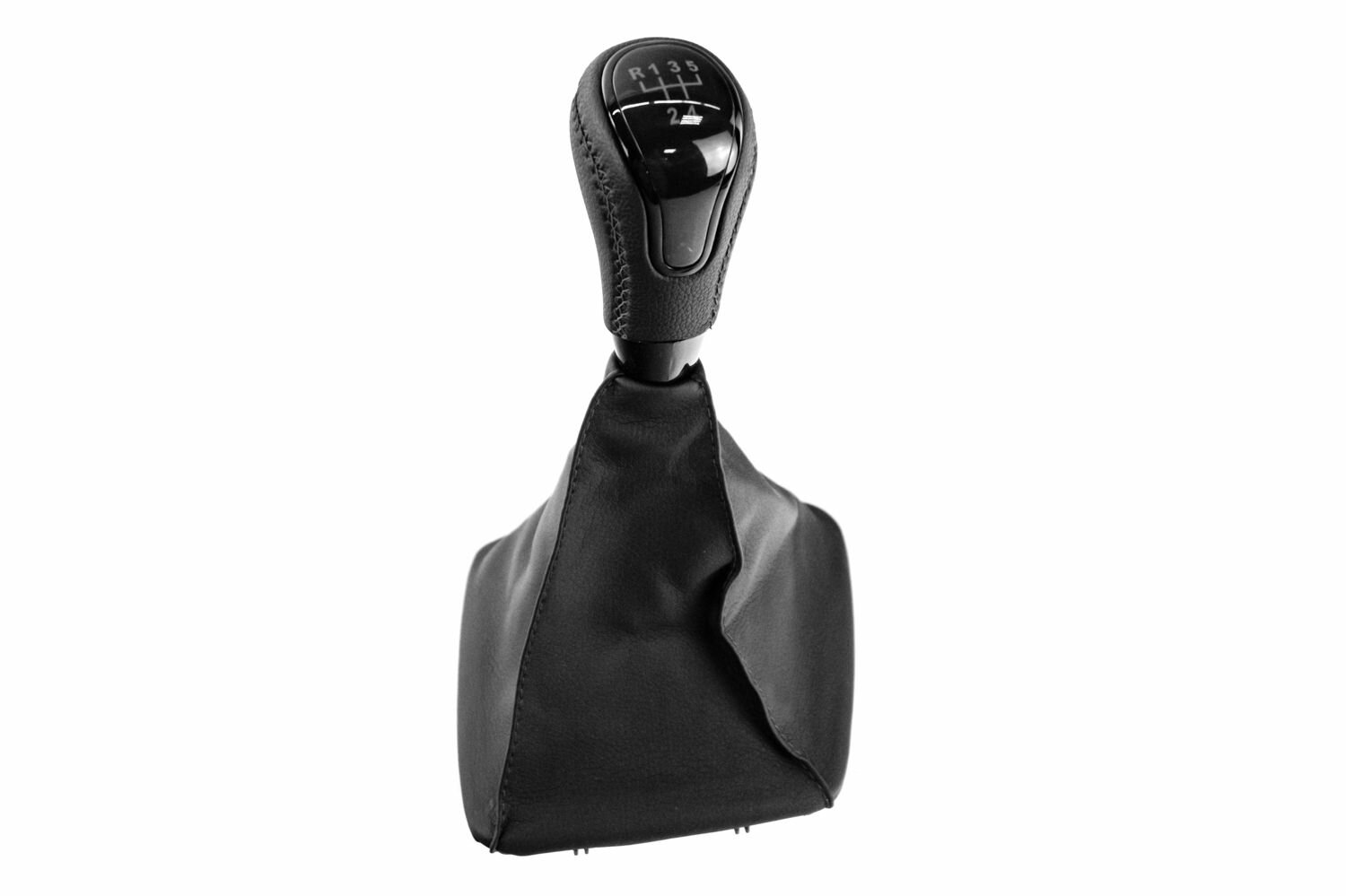 Ручка КПП в стиле Vesta с пыльником, черная вставка, черная прострочка Sal-Man на Лада Приора прямоугольный шток