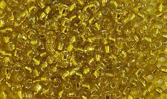 Бисер размер №6, вес: 50 г, жёлтый, внутреннее серебрение
