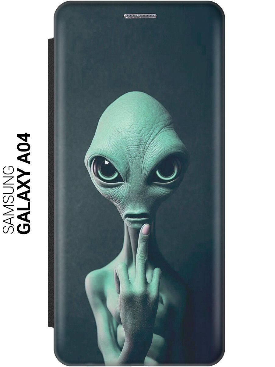 Чехол-книжка на Samsung Galaxy A04 / Самсунг А04 с рисунком "Инопланетянин" черный