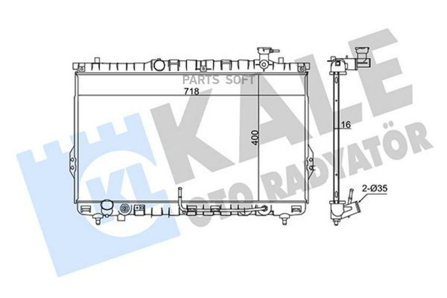 KALE 347825 Радиатор охлаждения для а/м Hyundai SantaFe (00-) 2.0Crdi/2.4/2.7 AT паяный ()