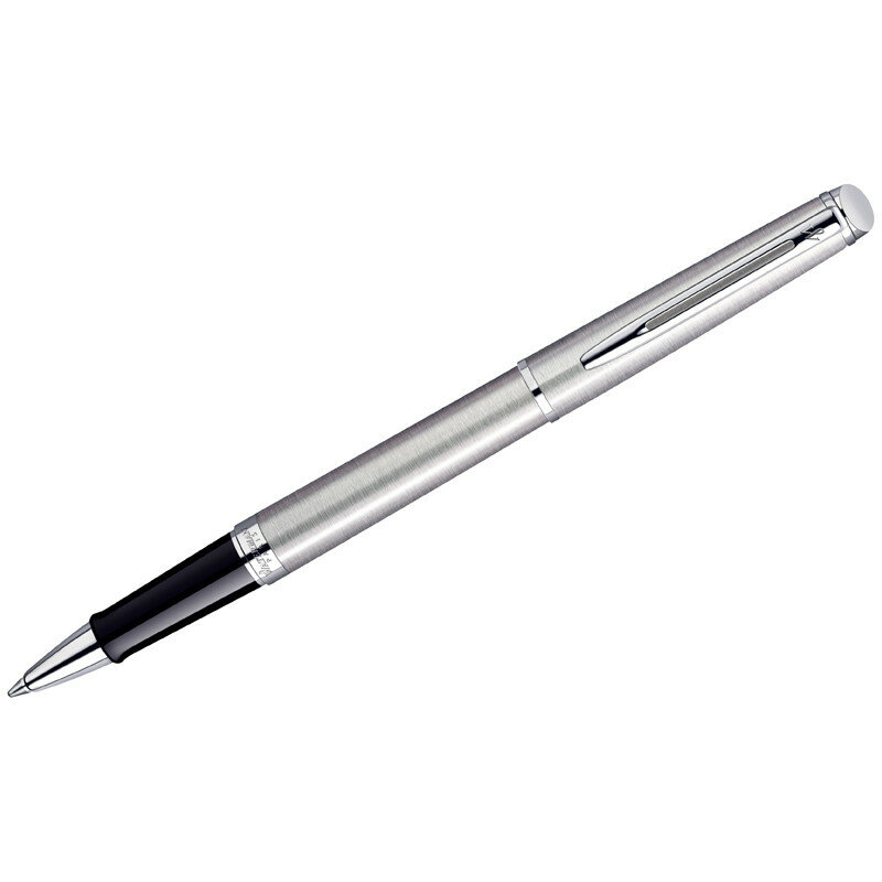 Ручка-роллер Waterman "Hemisphere Stainless Steel PT" черная, 0,8мм, подарочная упаковка, 180949