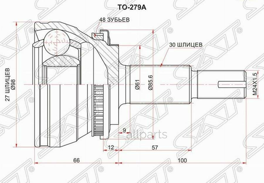 SAT TO-279A Шрус (Спереди/ Наруж) Lexus RX 08-15 / Toyota Camry 01-06