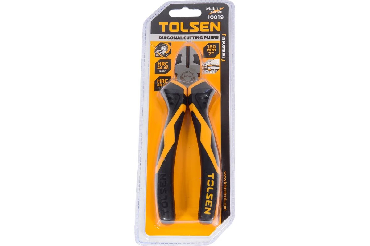 TOLSEN боковые кусачки Cr-V, комбинированная рукоятка Профи, 180 мм, 10019