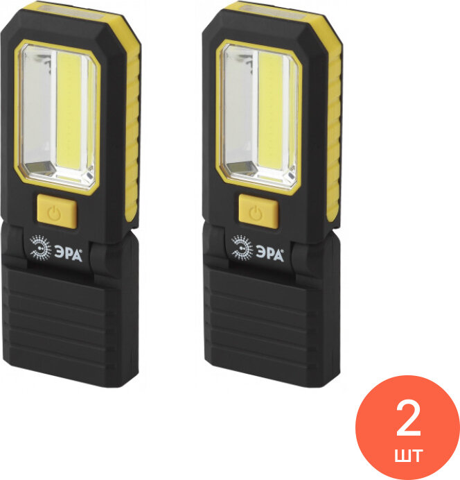 Фонарь кемпинговый светодиодный ЭРА RB-704 Практик рабочий, 240Лм на батарейках 3xAАA 2 магнита с крючком и сгибающимся корпусом, 5Вт COB 3xLED IP40, Б0029179 / для похода и путешествия (комплект из 2 шт)