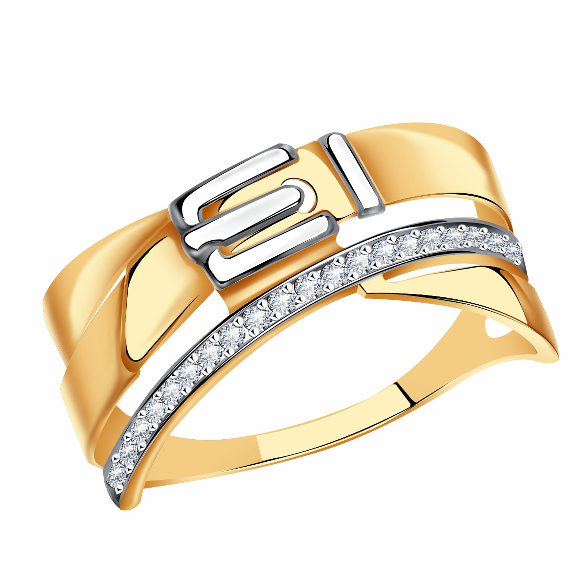 Кольцо, красное золото, 585 проба, фианит