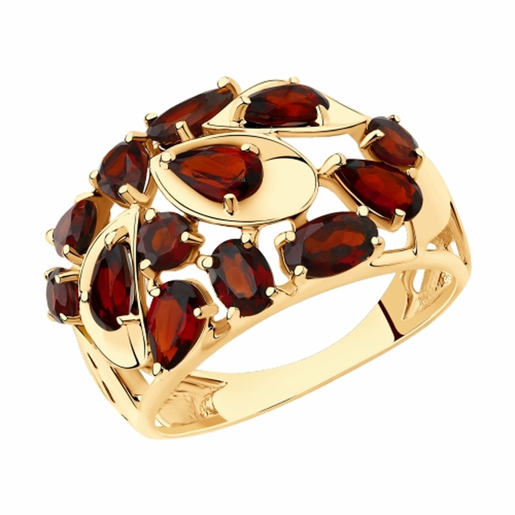 Кольцо, красное золото, 585 проба, гранат