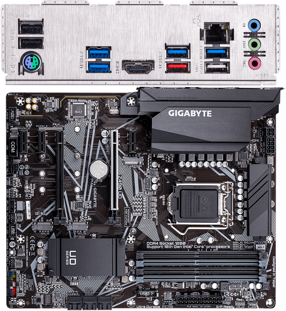 Материнская плата Gigabyte Z490 UD Z490 Socket-1200 4xDDR4, 6xSATA3, RAID, 2хM.2, 2xPCI-E16x, 5xUSB3.2, HDMI, Glan, ATX