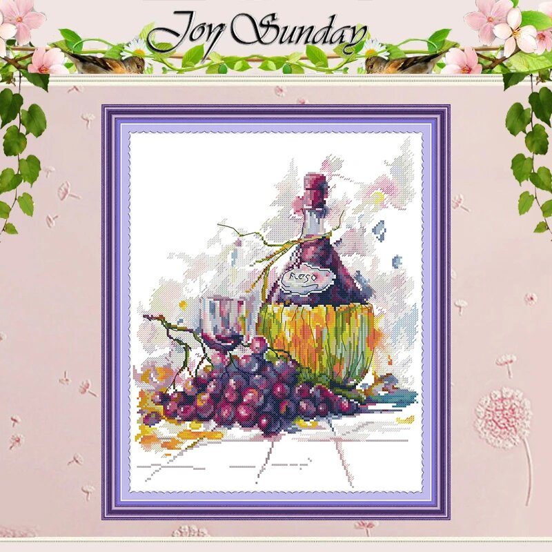 Набор для вышивки крестом Joy Sunday, Винные узоры 14CT picture printed