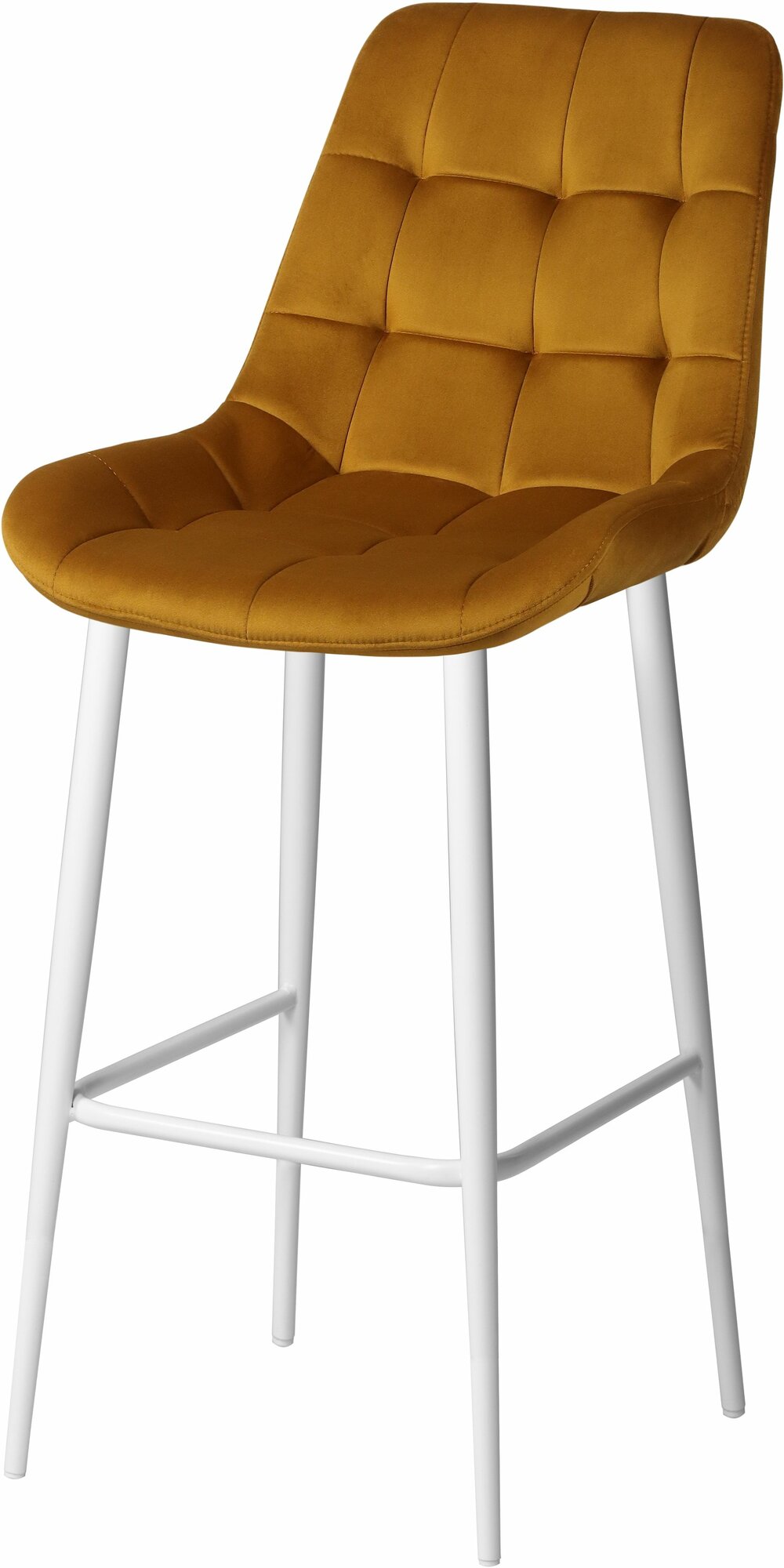 Барный стул Ambe Эйден, для кухни мягкий, 75 см, горчичный, каркас белый