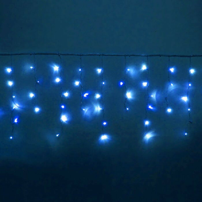 Гирлянда эл. д/улицы подвесная Бахрома 3*0,4/0,6м 100LED (св. провод) цв. синий мерц. арт.183-164
