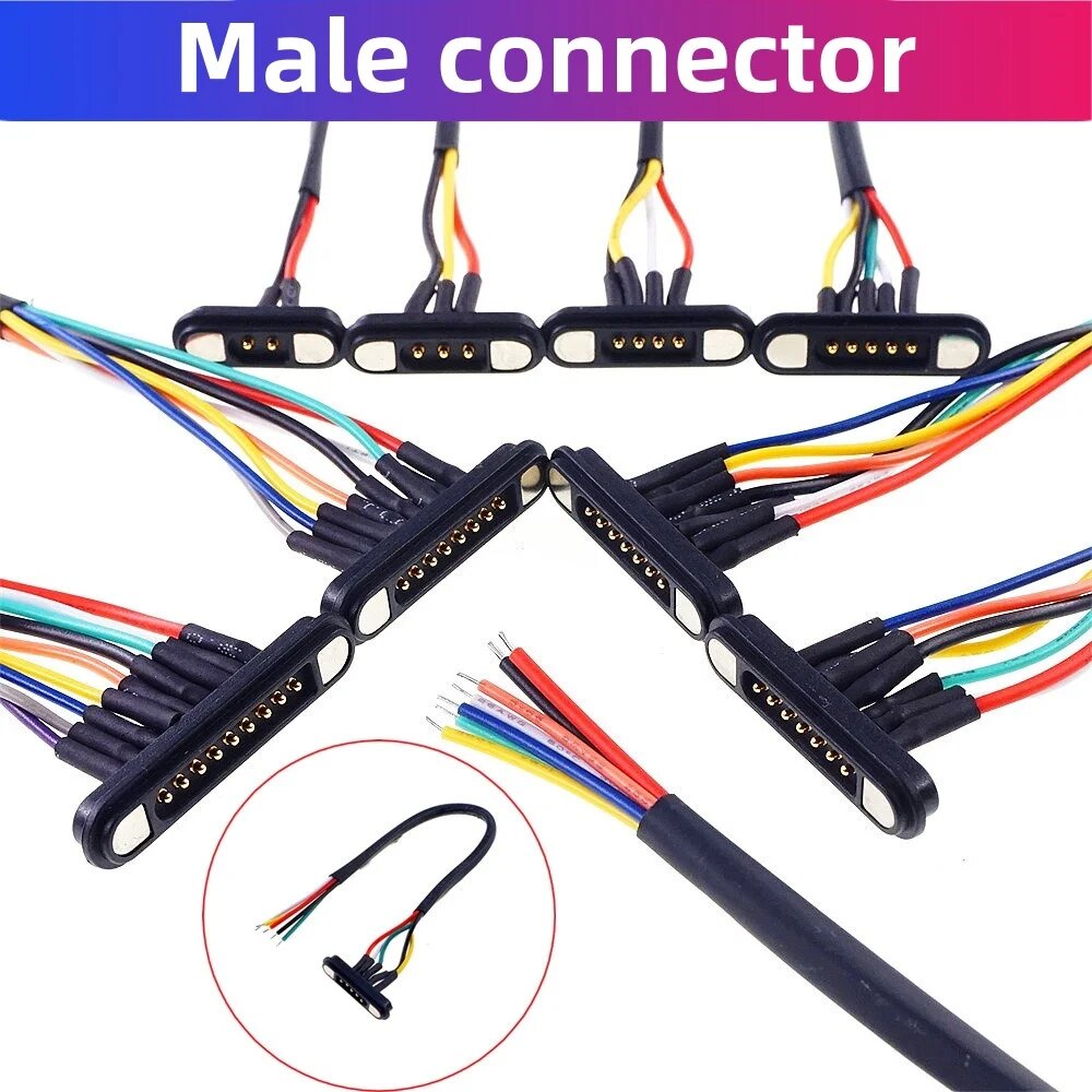 3A Магнитный разъем Pogo Pin USB-кабель для зарядного устройства Data 2 3 4 5 6 7 8 9 11-полюсный штекер Женский 2,2 мм Сетка Пружинная нагрузка Водонепроницаемая подкладка