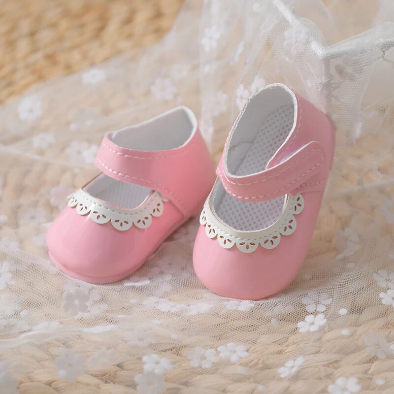Розовые туфельки для куклы 21 дюйм, shoes-lacePK