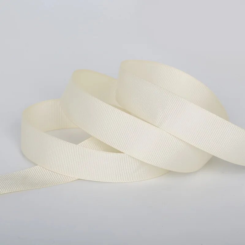 Полиэстер лента гросгрейн 5 ярдов, 7/10/15/20/25/38 мм Белый, Ivory, 10mm