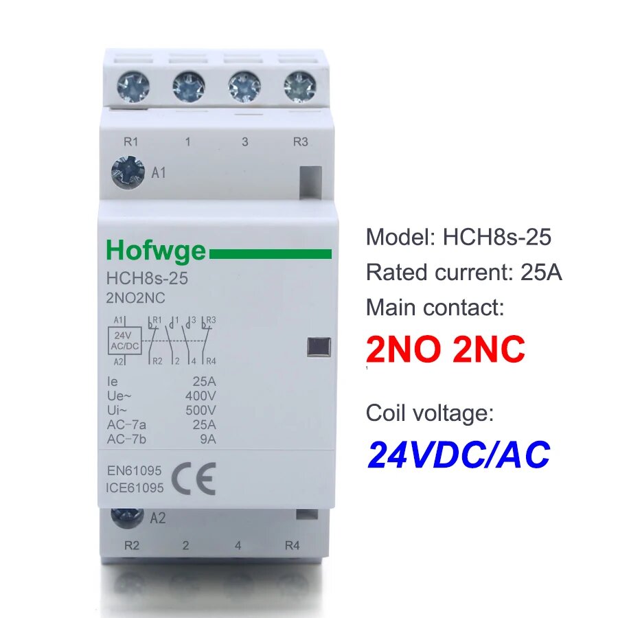 HOFWGE HCH8s-25 автоматический контактор 4P 25A 4P 25A 2NO2NC DC24V