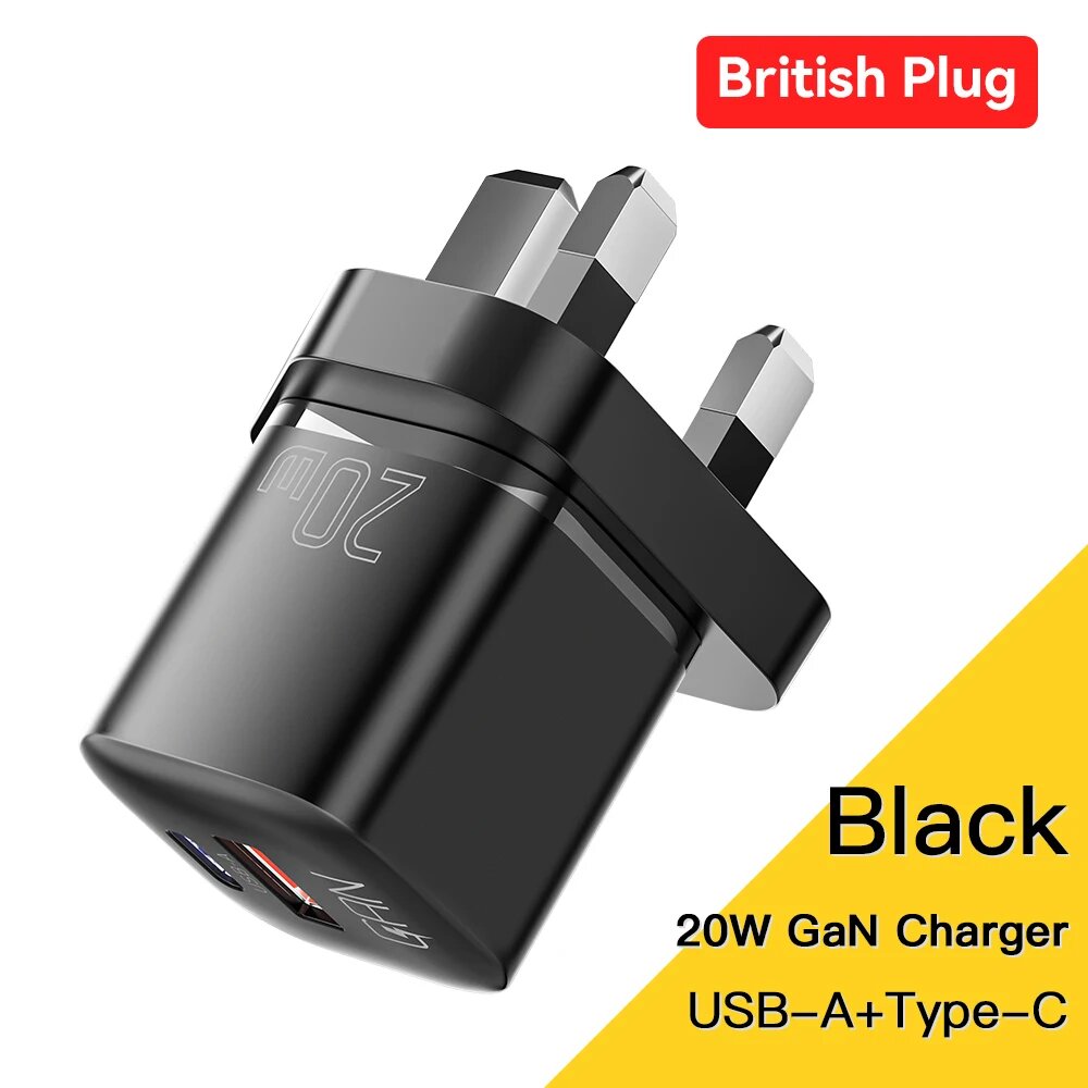 Essager 20W GaN зарядка UK, чёрный