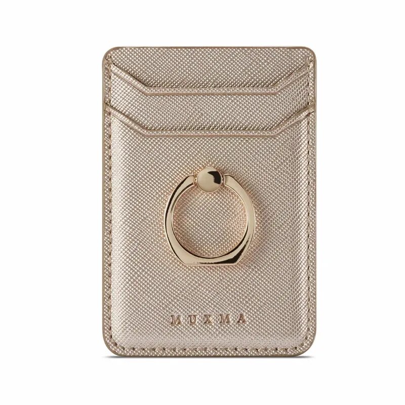 Держатель для карт с кольцом, Leather-Gold