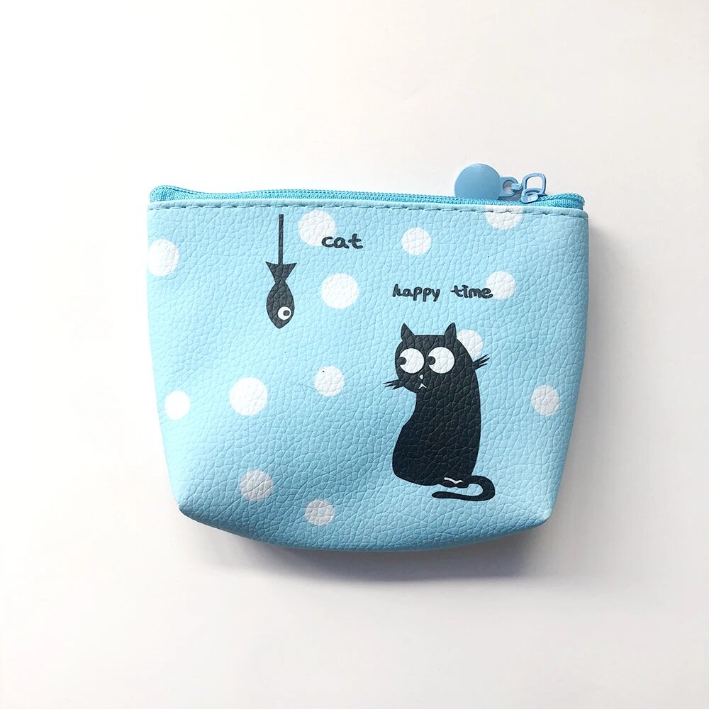 Кошелек женский с котиком, голубой, Цвет: 5