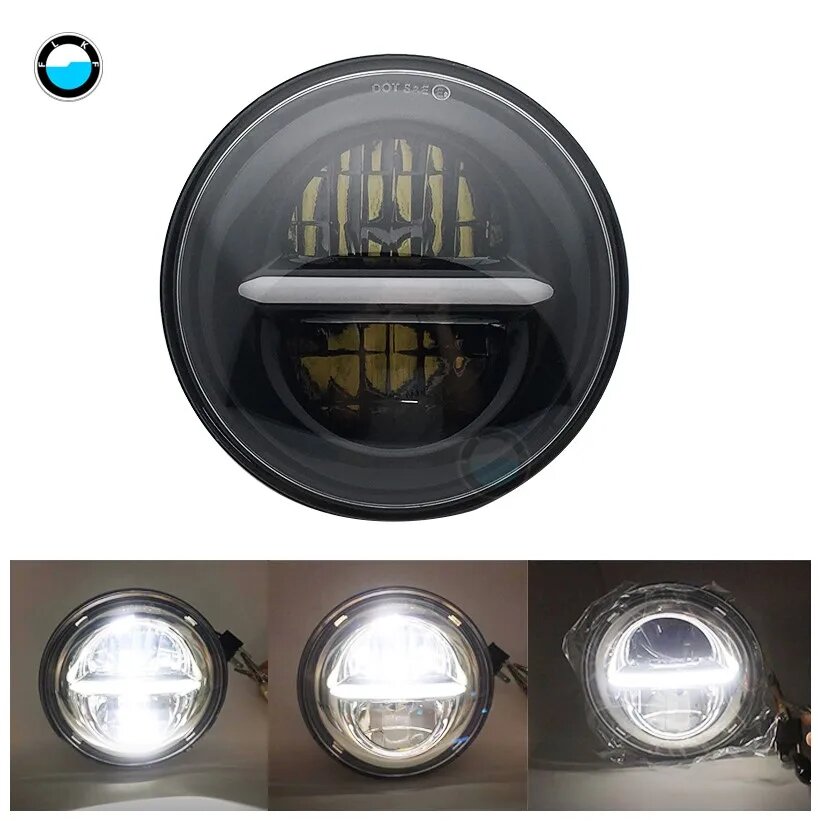 5,75-дюймовая круглая фара 5-3/4-дюймовая светодиодная фара DRL для моделей Softail Черный, black B