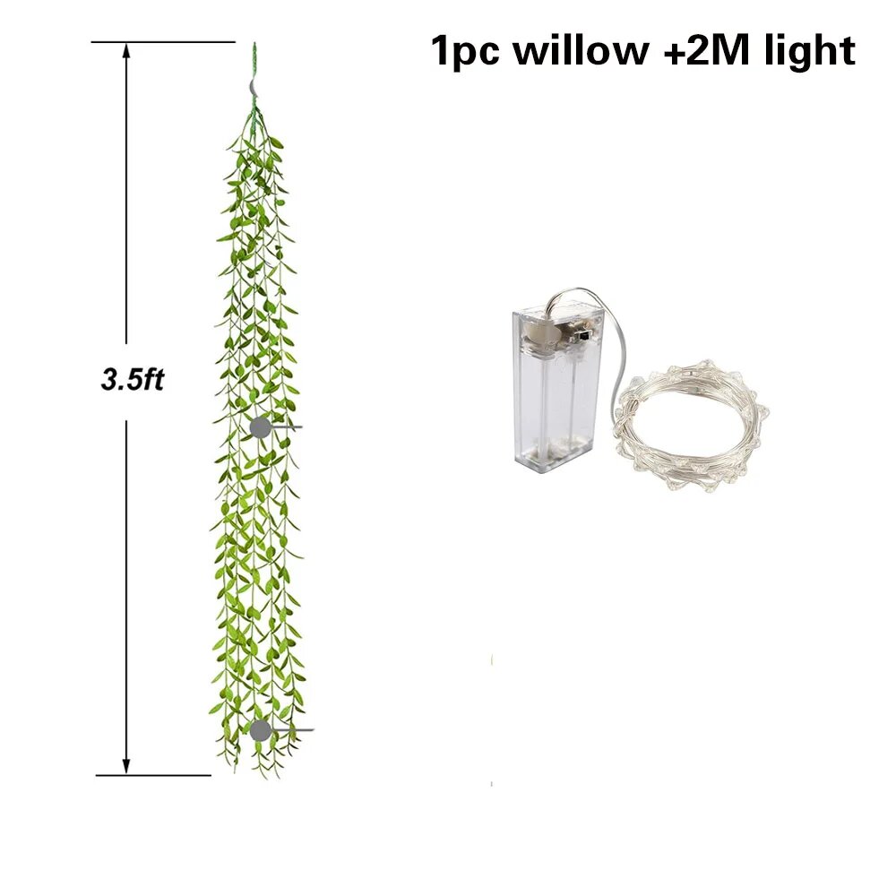 Искусственный плющ, светодиодная гирлянда youyouhuan Белый, willow with light