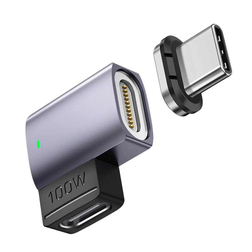 Магнитный адаптер USB C к типу C PD 100 Вт 5 А, быстрая зарядка, USB Type-C, магнитный 90 degree