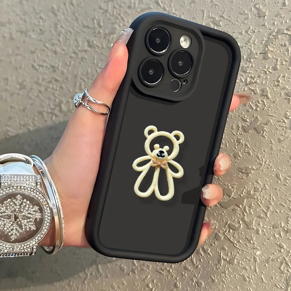 Чехол для телефона «сделай сам» с 3D милым медведем и кофейным Black01 SP09, For iPhone 12Pro Max