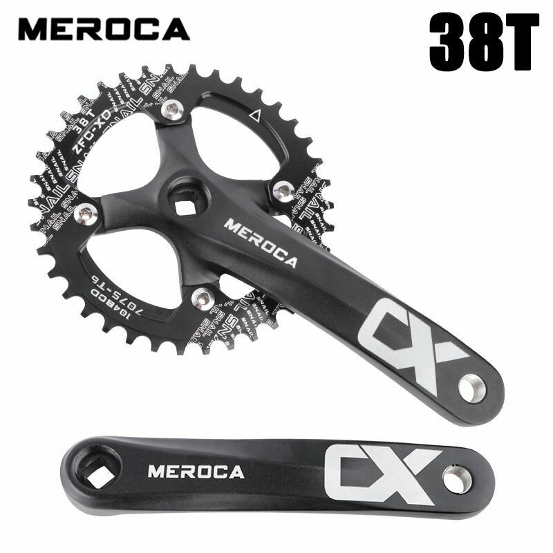 Шатун для горного велосипеда MEROCA с квадратными отверстиями, со звездочкой 38T-104BCD, 170ММ , черный