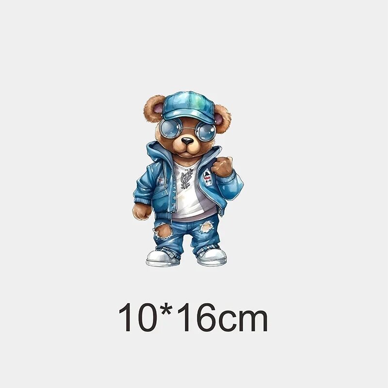 Нашивка на одежду Медведь в джинсах, 10*16см, QM0020-4