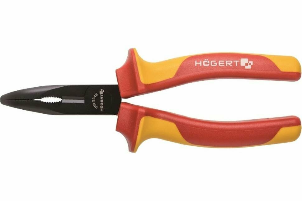 Изолированные удлиненные пассатижи HOEGERT TECHNIK с полукруглыми изогнутыми губками 160 мм HT1P919