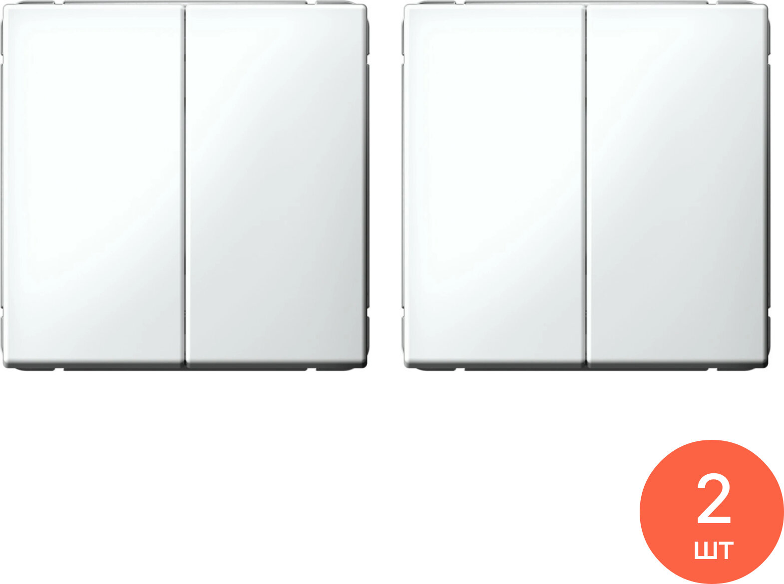 Выключатель Systeme Electric / Систем Электрик ArtGallery кнопочный 10А схема 2, белый 71х71х40мм двухклавишный GAL000117 / переключатель (комплект из 2 шт)