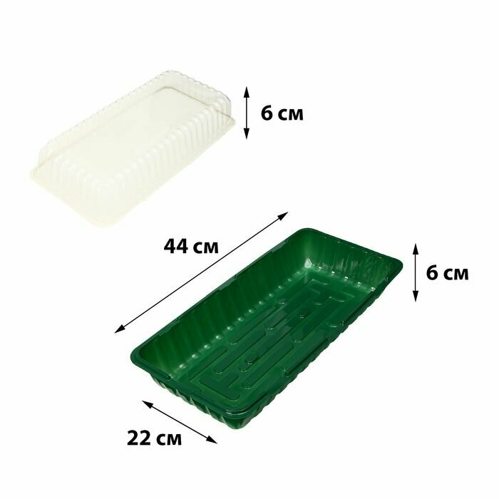 Мини-парник для рассады, 44 22 12 см, без вставок, Greengo