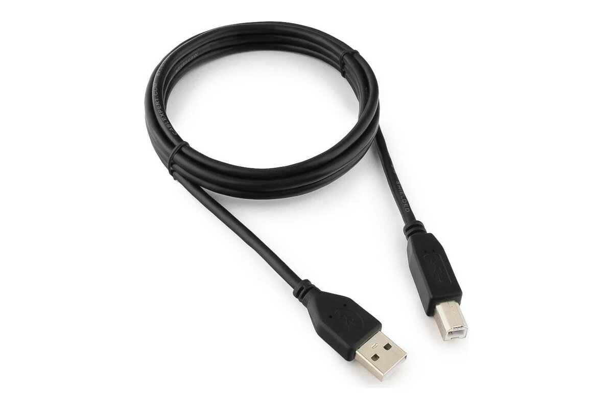 Cablexpert USB 2.0 кабель A-B, экранированный, 1.8 м, черный, в упаковке CCP-USB2-AMBM-6