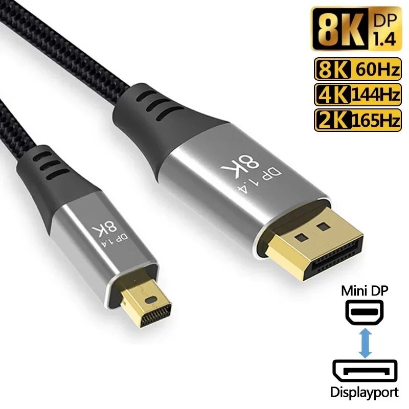Кабель FSU Mini DP-DP 8K 60 Гц 4K 144 Гц 2K 165 Гц шнур-переходник DisplayPort 1.4 для ноутбука, проектора, монитора 1 м2 м3 м3 м