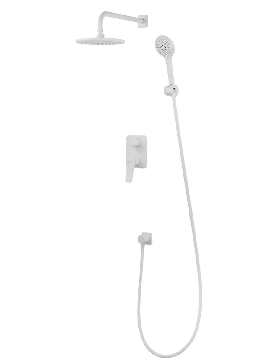Душевой гарнитур Lemark Bronx, встраиваемый, с тропическим дождем, белый
