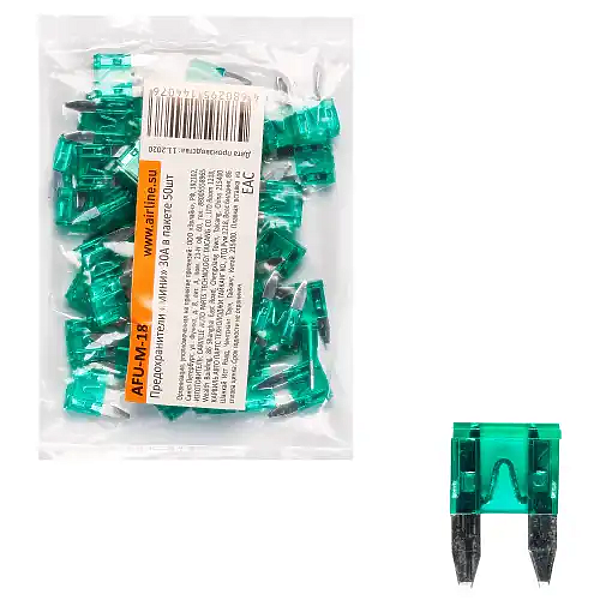 AIRLINE afu-m-18 предохранители мини 30a в пакете 50шт. (afu-m-18)
