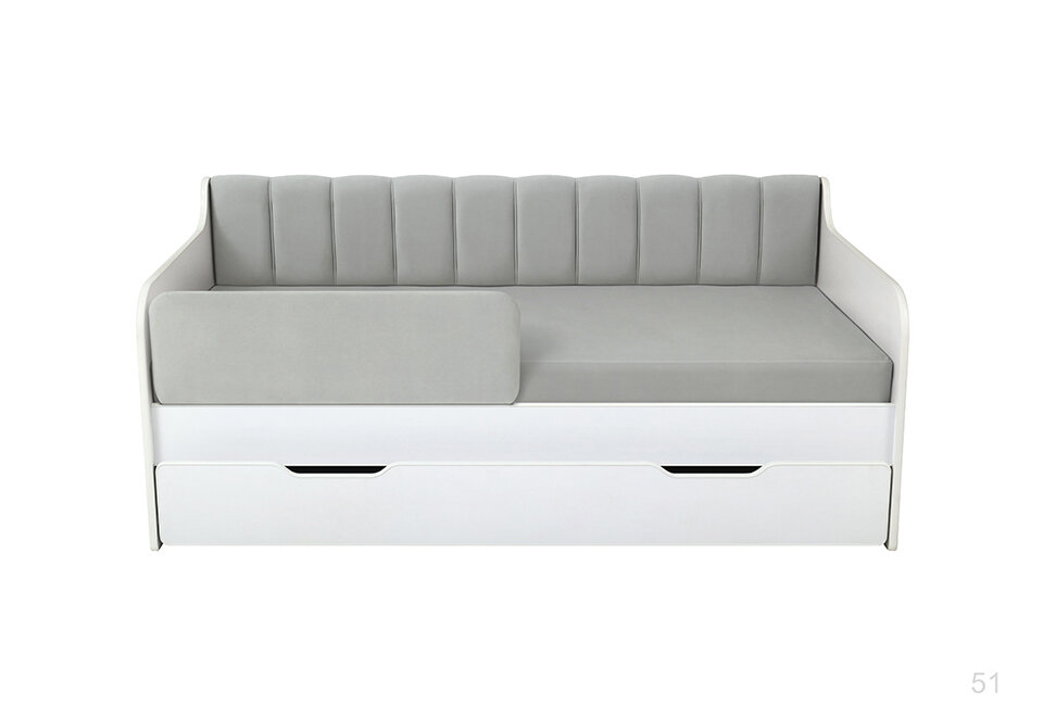 DarDav детская кровать "сити" 180*80 с выдвижным ящиком или дополнительным спальным местом с мягким бортиком, цвет серый