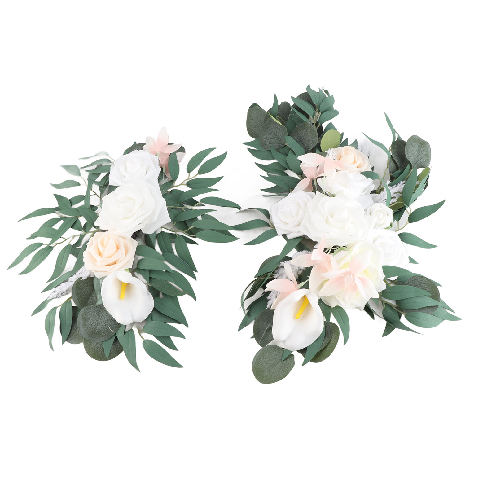 2искусственныегирляндыизцветовдлясвадебнойарки, приветственнойвывески, цветочногооформления, фонадляприемагостей, белые.