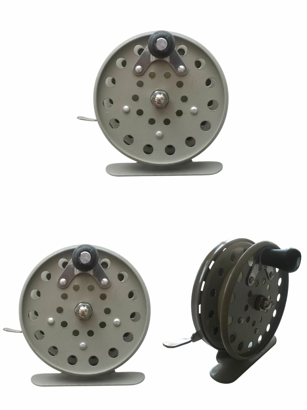 3 ШТ. Металлическая инерционная катушка для зимней и летней рыбалки с педалью / 60 мм.