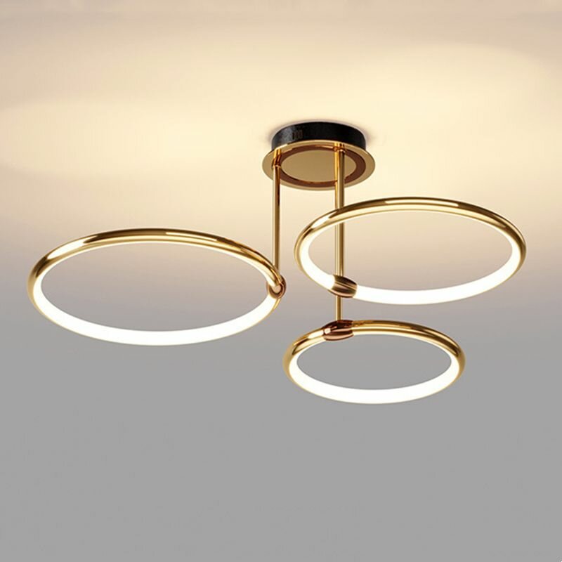 Современная золотая и черная люстра с несколькими кольцами