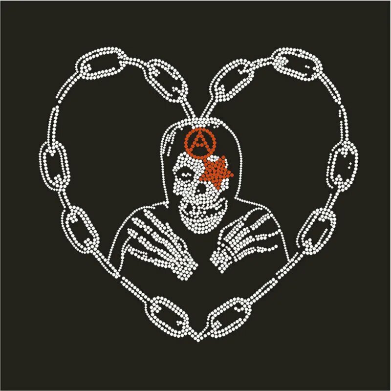 Стразы "Череп", DMC, индивидуальное изготовление Черный, Латунь